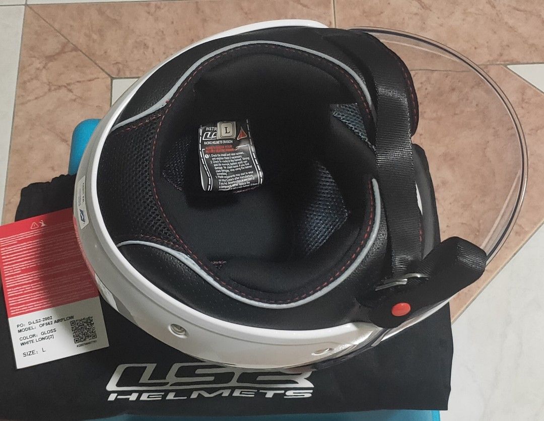 LS2 Glossy White Motorcycle Helmet comes with Original Helmet Sling Bag ...