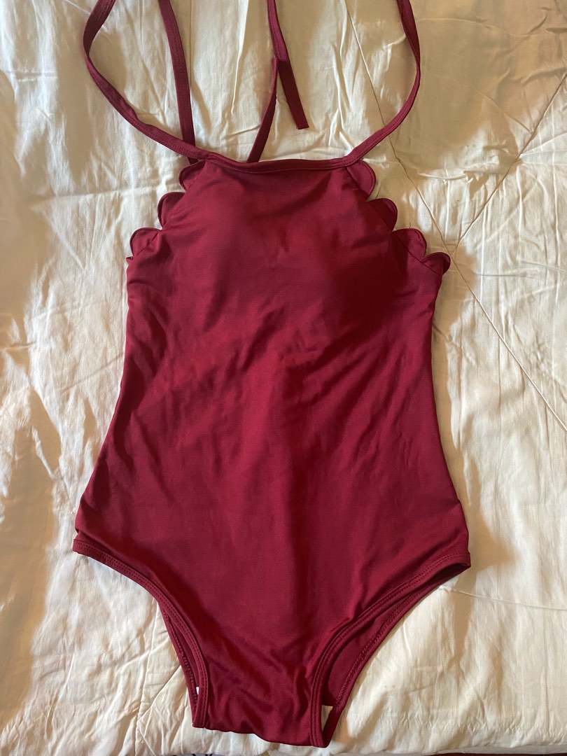 Maroon One Piece Swimsuit on Carousell