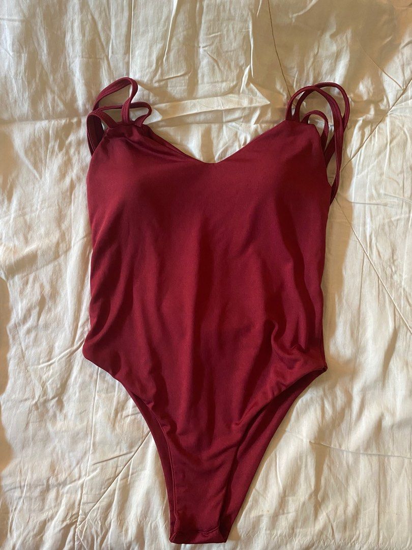 Maroon One Piece Swimsuit On Carousell