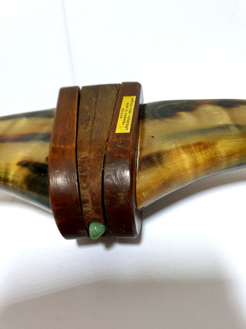 62cm buffalo bull horn dragon jade phoenix handcrafted display decor ...