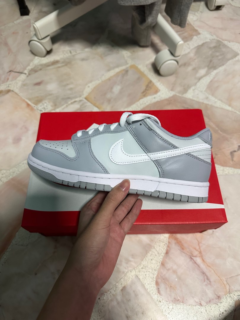 Nike Dunk Low two toned grey gs, Women's Fashion, Footwear, Sneakers on ...