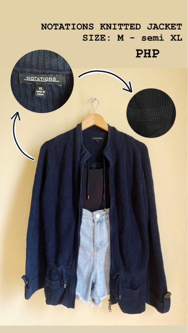 Notations Knitted Jacket, Women's Fashion, Coats, Jackets and Outerwear ...