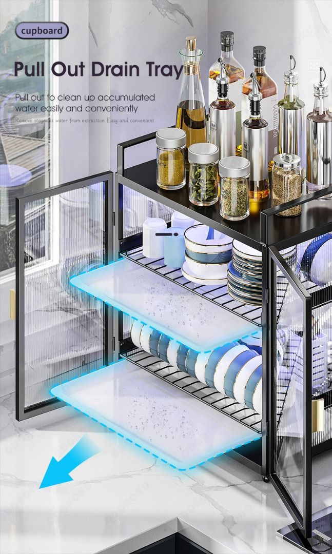 ODOROKU 1/2/3 Tier Premium Luxury Cabinet Dish Rack with Doors and ...