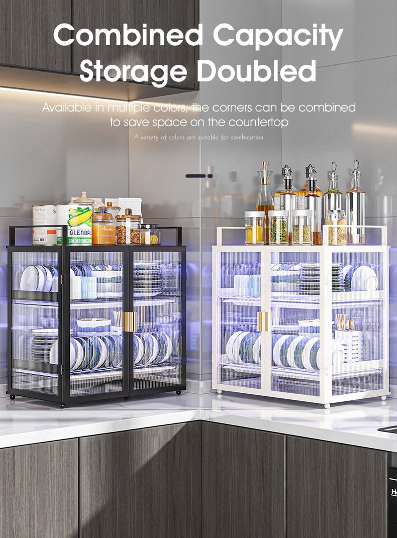 ODOROKU 1/2/3 Tier Premium Luxury Cabinet Dish Rack with Doors and ...