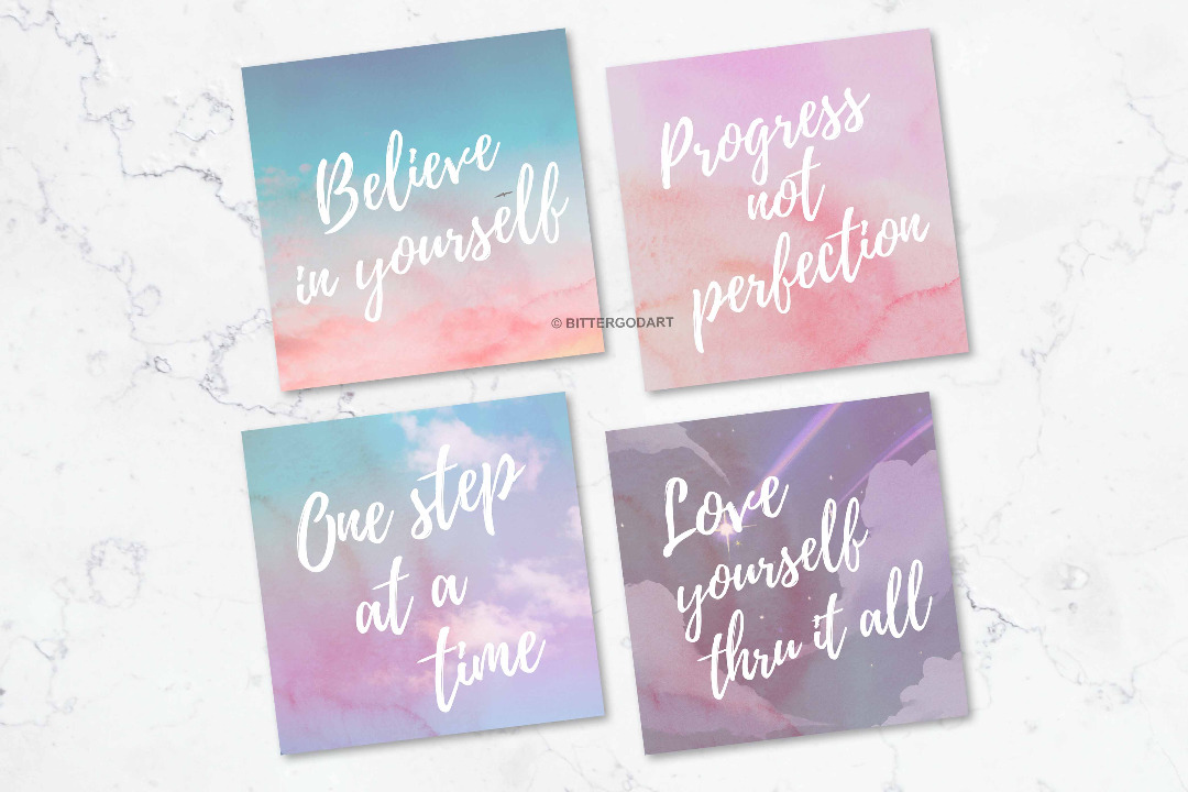 Pastel Sky Motivational Inspirational Positive Quotes Cards, Hobbies ...