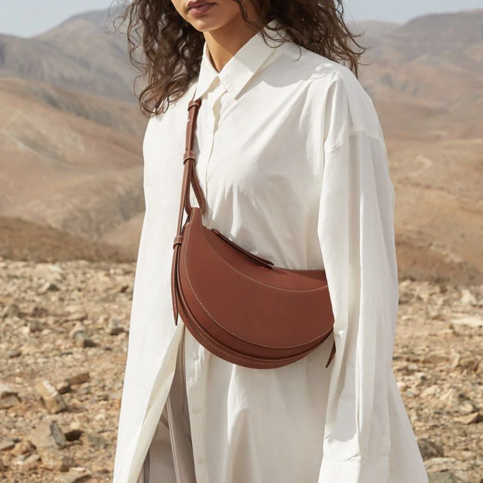 POLENE NUMERO DIX LEATHER SHOULDER SLING BAG, Barang Mewah, Tas ...