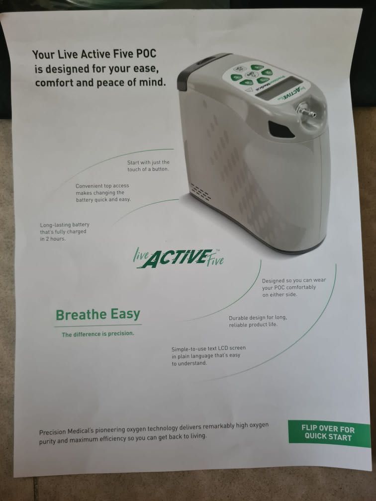Precision Medical Live Active Five Portable Oxygen Concentrator, Health ...
