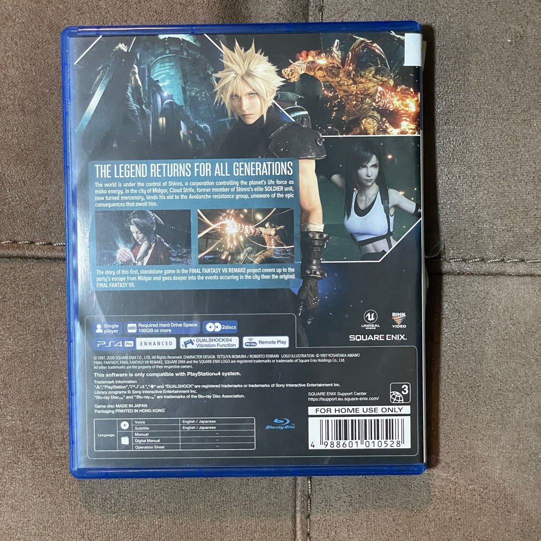 PS4 Final Fantasy VII (FF7) Remake, Video Gaming, Video Games ...