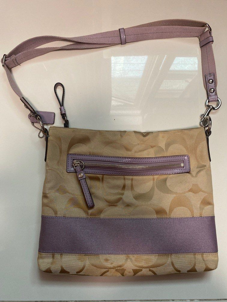 Purple Coach Signature Canvas Crossbody Bag, Women's Fashion, Bags ...