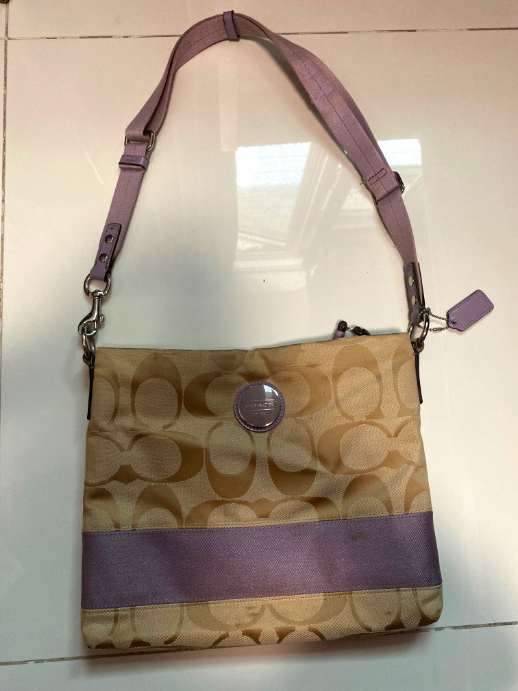 Purple Coach Signature Canvas Crossbody Bag, Women's Fashion, Bags ...