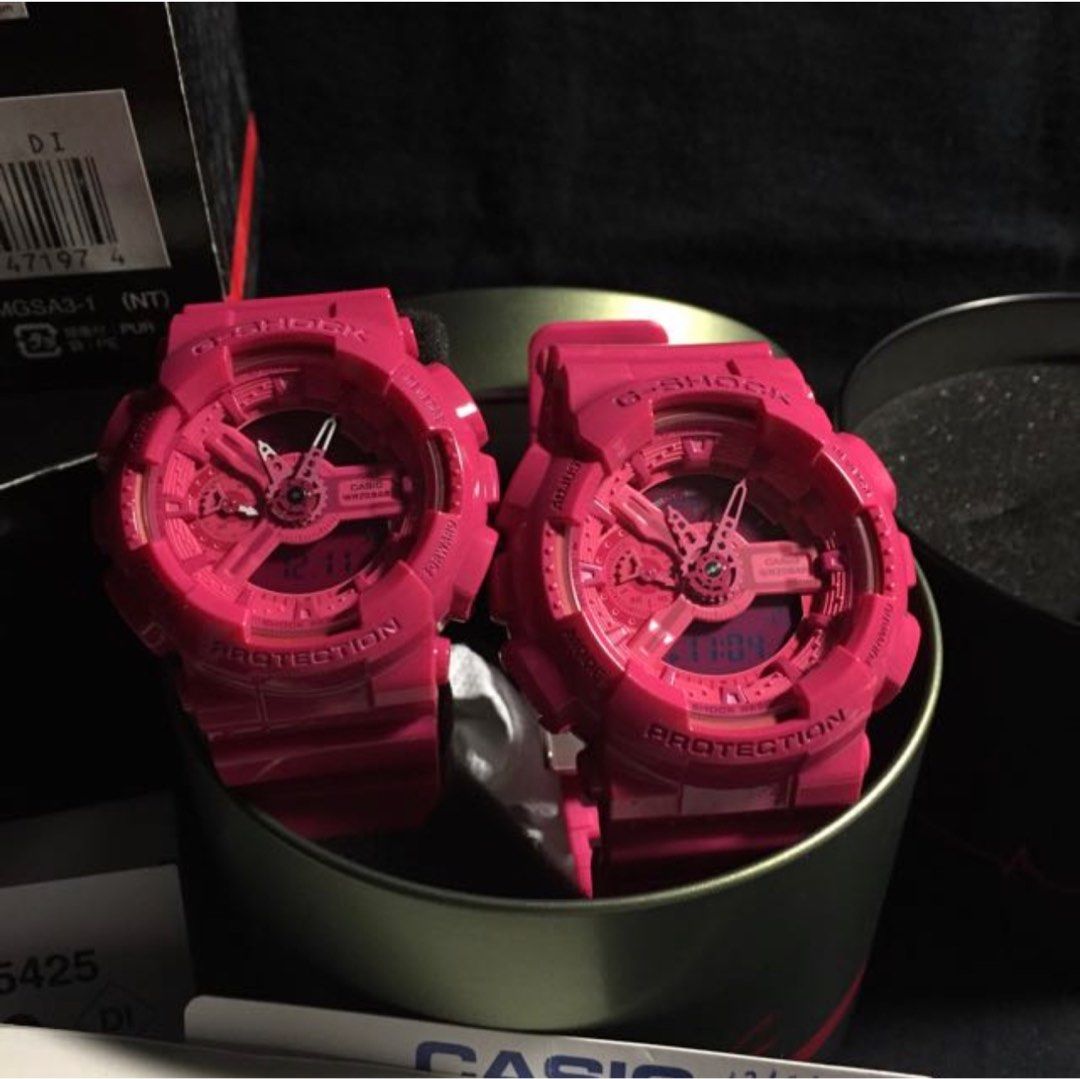 Rare G shock hot pink couple watch pair, Luxury, Watches on Carousell