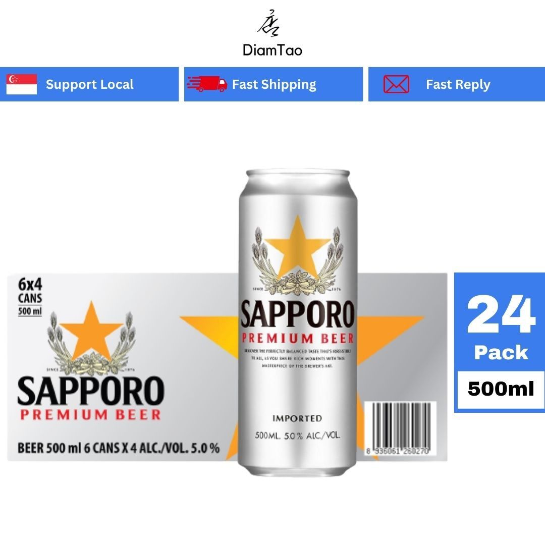 Sapporo Premium Beer 24 Cans x 500ml Carton, Food & Drinks, Alcoholic ...