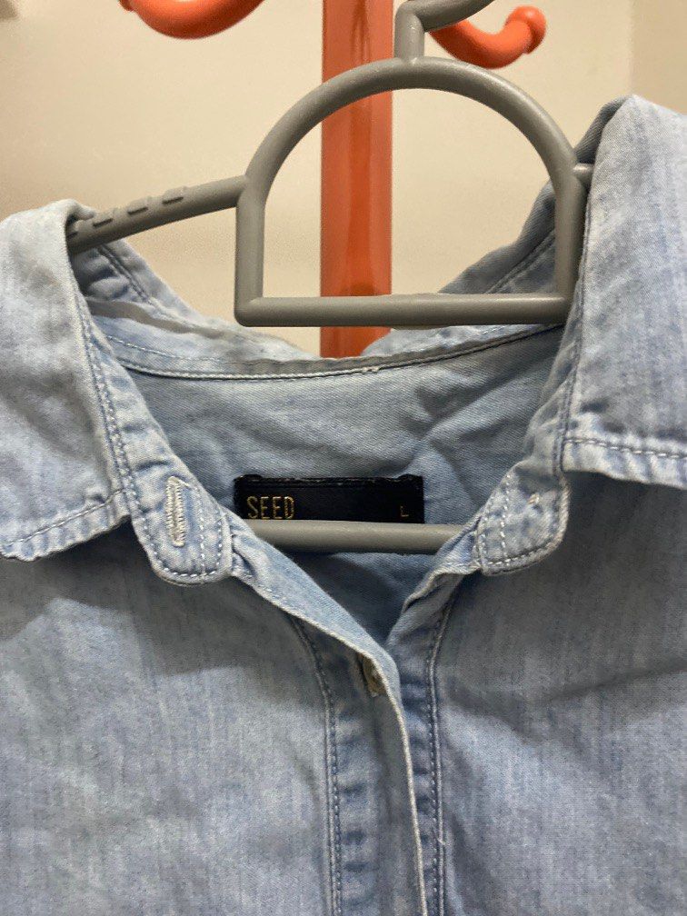 SEED PADINI DENIM SHIRT, Women's Fashion, Tops, Longsleeves on Carousell