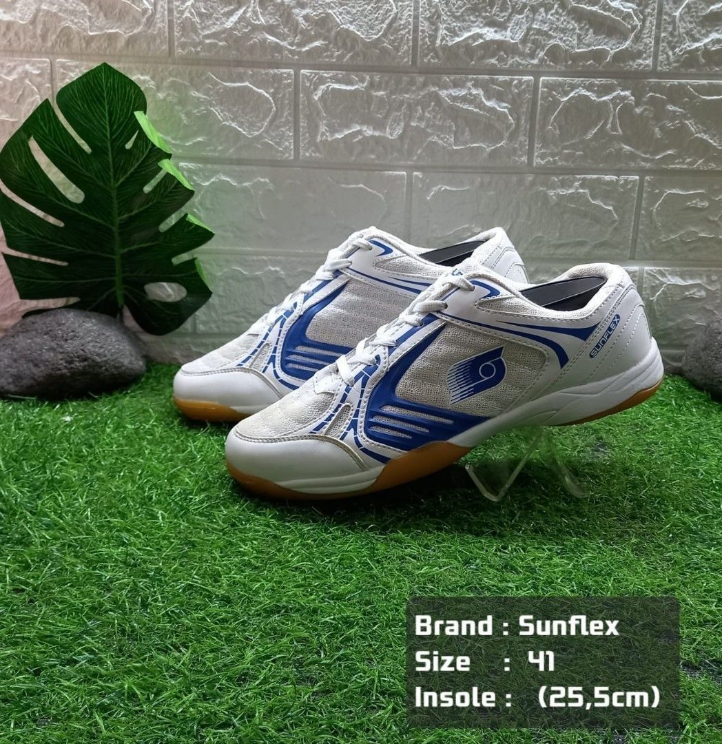 Sepatu Badminton Sunflex White Blue Shoes Ukuran 41, Fesyen Pria ...