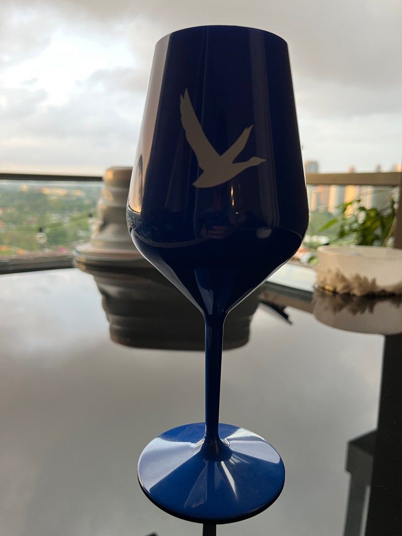 Set of 4 Grey Goose Blue Acrylic Wine Glasses/Cups/Goblet, Furniture ...
