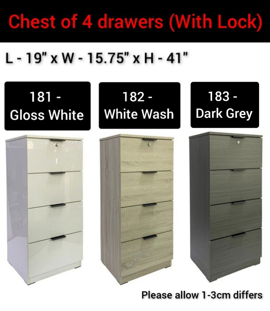 SG Seller - (Free Installation) Chest of 4 drawers / Storage Cabinet ...