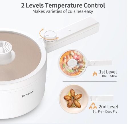 Simplus Electric Cooker Steamer Multicooker Hot Pot Frying Pan Soup Pot ...