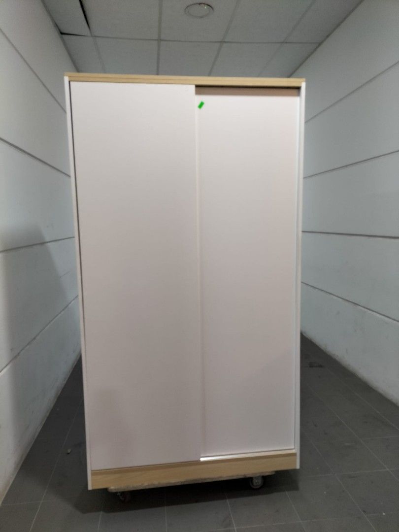 SUBAR 1.0M Sliding Door in Wardrobe in WHITE & OAK, Furniture & Home ...