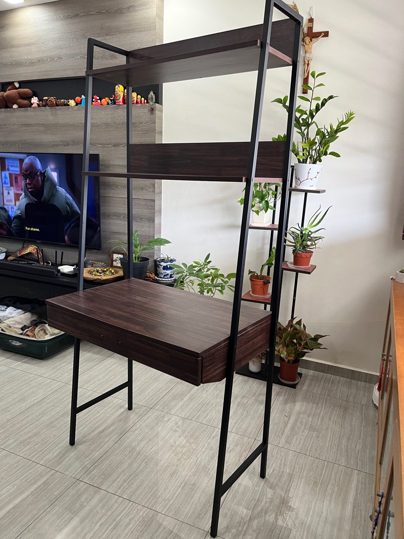 Tall study desk with shelves, Furniture & Home Living, Furniture ...