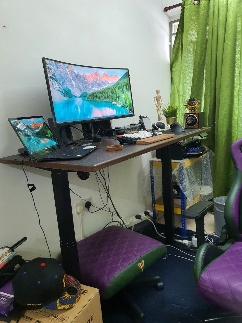 Tomaz Zoro Adjustable Gaming Table (brown), Furniture & Home Living ...