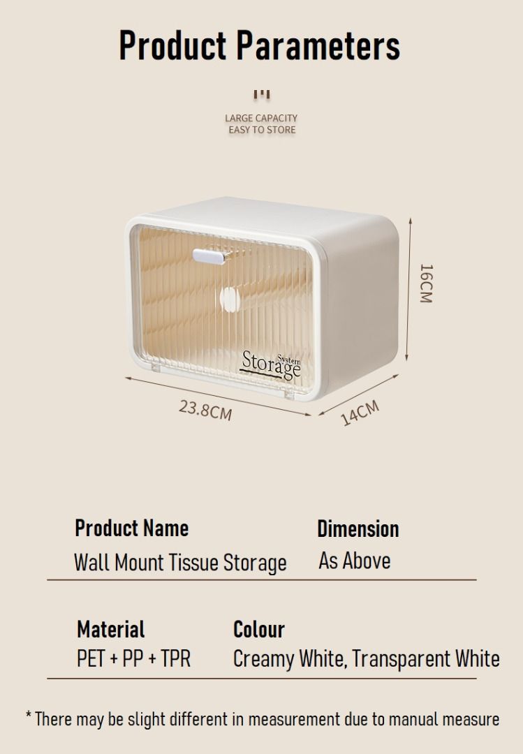 Wall Mount Tissue Storage Box Transparent with Cover Tissue Box Refill ...