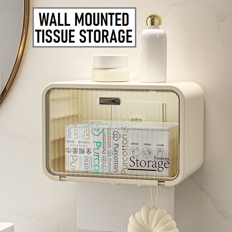 Wall Mount Tissue Storage Box Transparent with Cover Tissue Box Refill ...