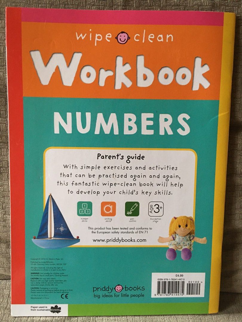 Wipe and Clean Numbers Activity/Workbook, Hobbies & Toys, Books ...