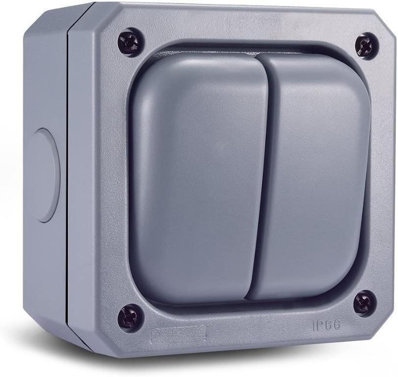 [1373] Aodoka Weatherproof Switch, IP66 Outdoor Double Switch (10A 2 ...