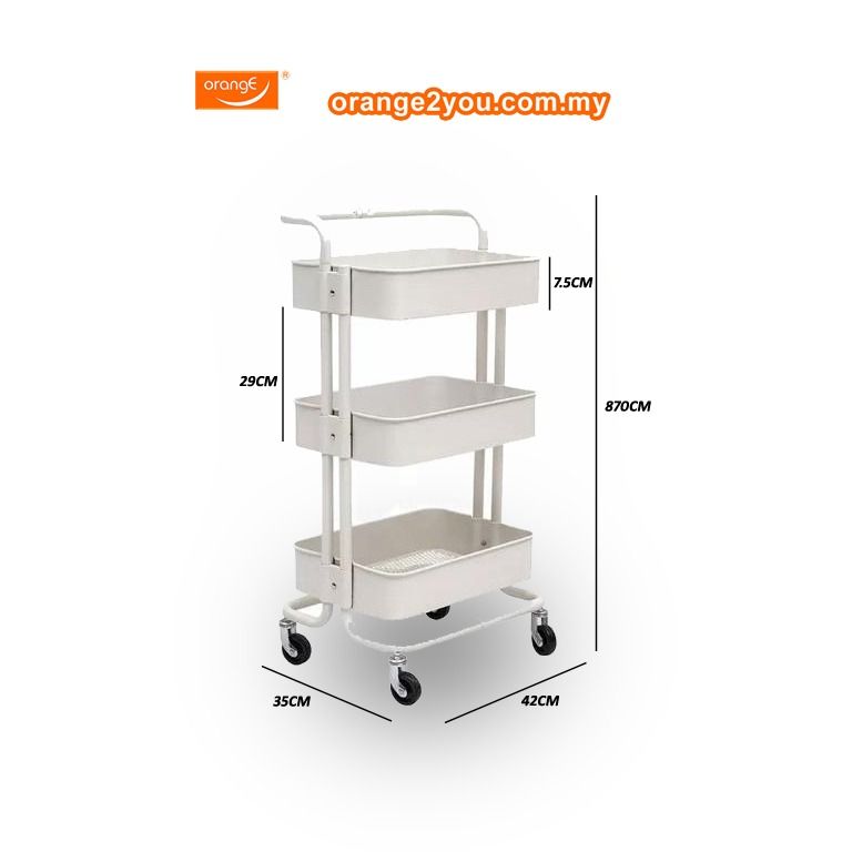 3 Tier Plastic Trolley Storage, Furniture & Home Living, Home ...