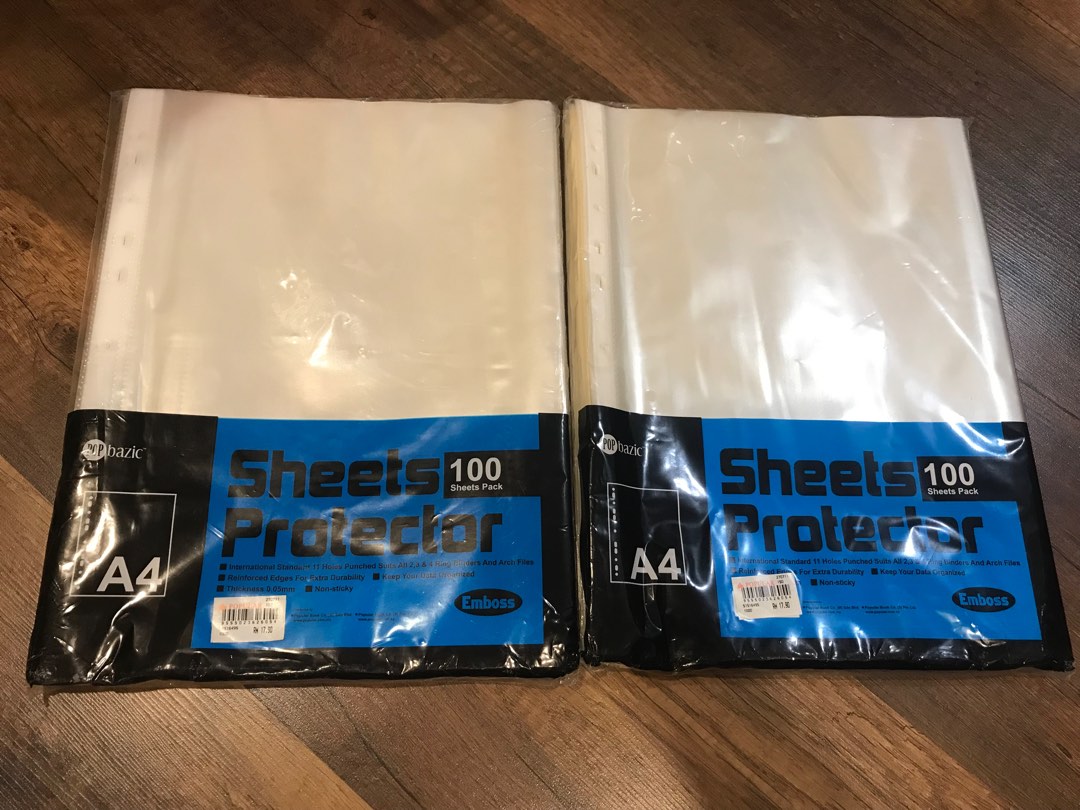 A4 Sheets Protector (100 Pcs x 2 Packets), Hobbies & Toys, Stationery ...