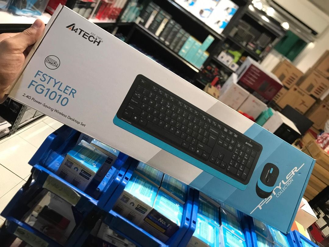 A4Tech Fstyler FG1010 Wireless Keyboard Mouse Combo USB Blue, Computers & Tech, Parts ...
