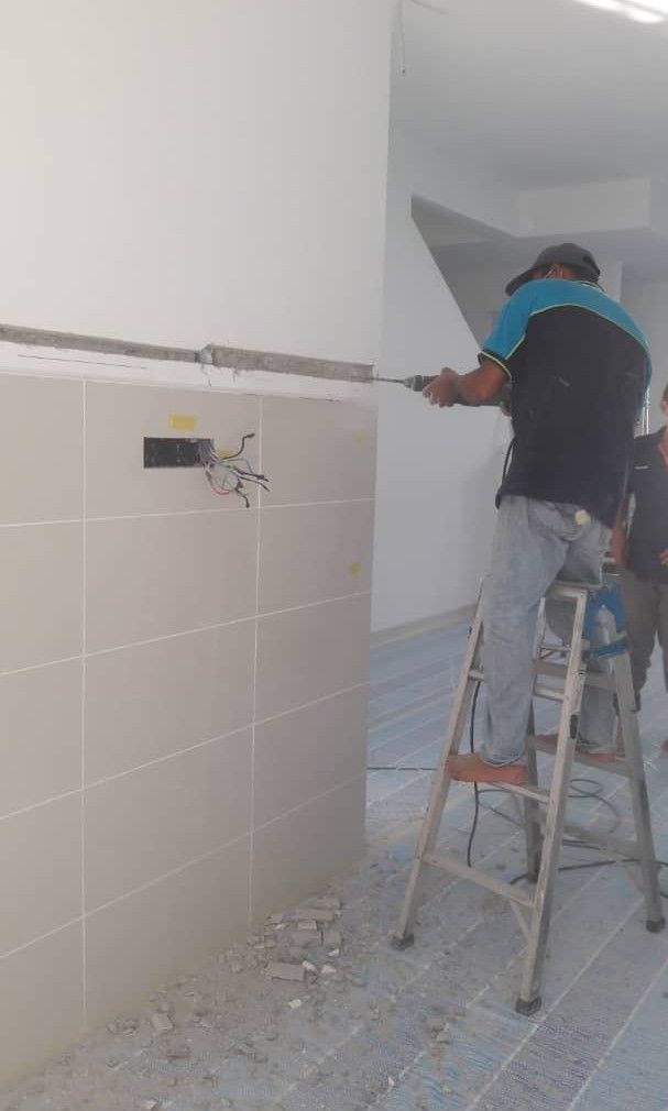 AirCond Electrical Wiring Hacking conceal plaster Ceiling painting ...