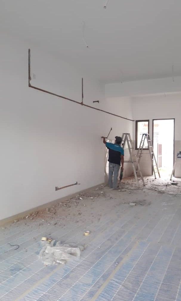 AirCond Electrical Wiring Hacking conceal plaster Ceiling painting ...