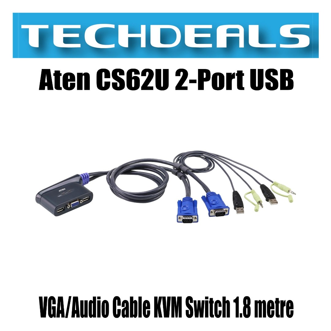Aten CS62U 2-Port USB VGA/Audio Cable KVM Switch 1.8 metre, Computers ...