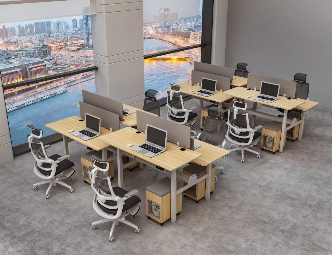 Autoniture Office Table Desk 2 Person Workstation Electric Height ...