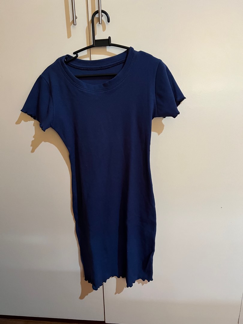 Blue ribbed dress on Carousell