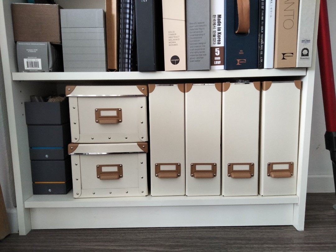 Box files and storage boxes faux leather details, Furniture & Home ...