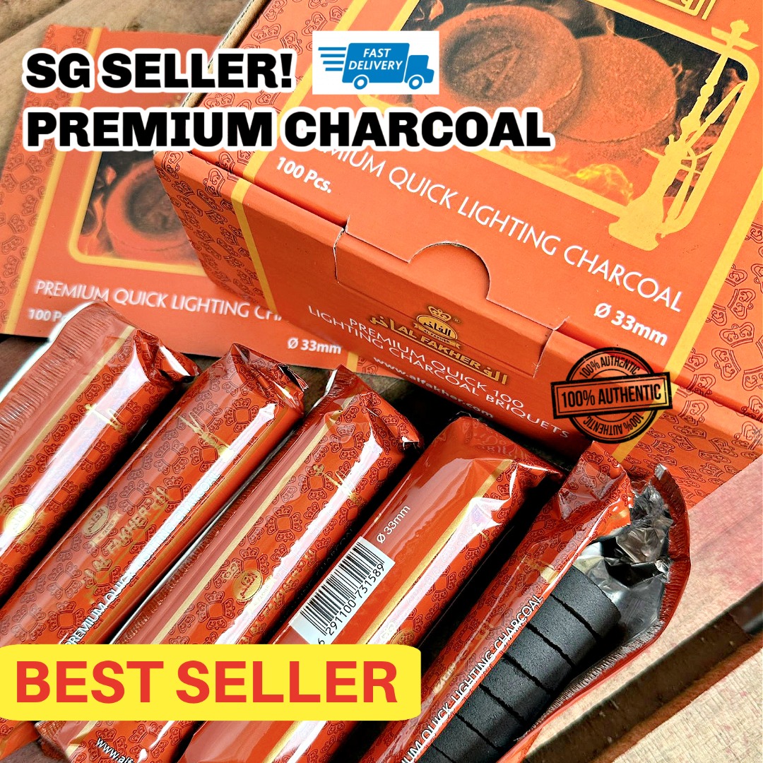 Charcoal Arang/ Fast ignition/ For Bakhoor Bukhoor 33mm/ 1 Tube (10 Tablets)/ 1 Box (100 Tablets ...