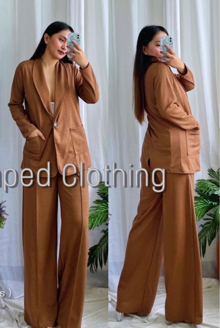 Choco color Coat and Pants on Carousell