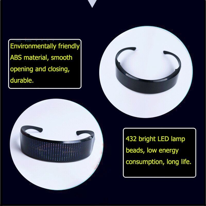 Concert Sunglasses DIY LED Bluetooth Glasses App Control Luminous ...