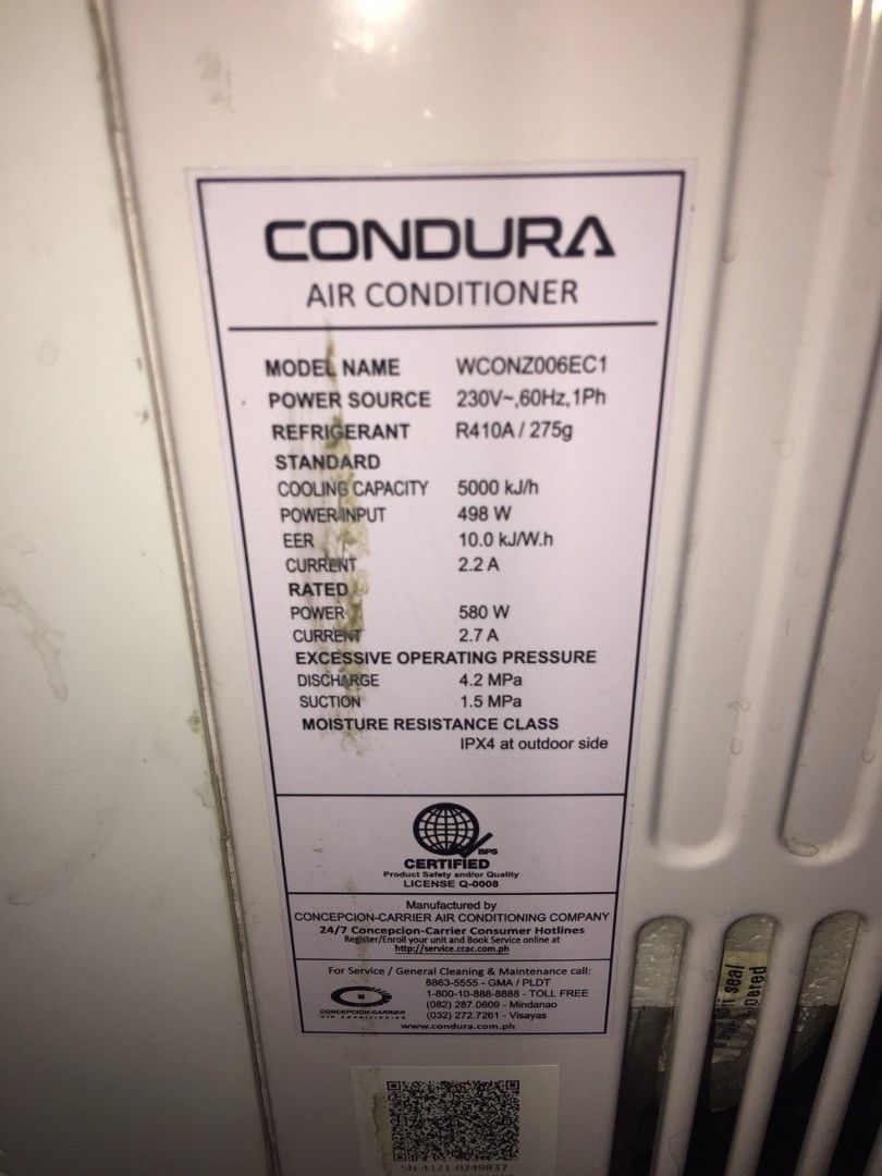 Condura .5HP with Electric fan inlet, TV & Home Appliances, Air ...