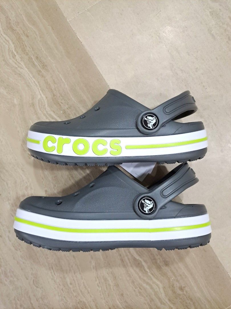 Crocs Bayaband Clog Kids C10 (Slate Grey/Lime Punch), Babies & Kids ...