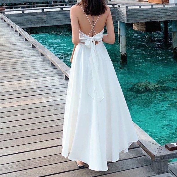 Cross Back White Dress, Women's Fashion, Dresses & Sets, Dresses on ...