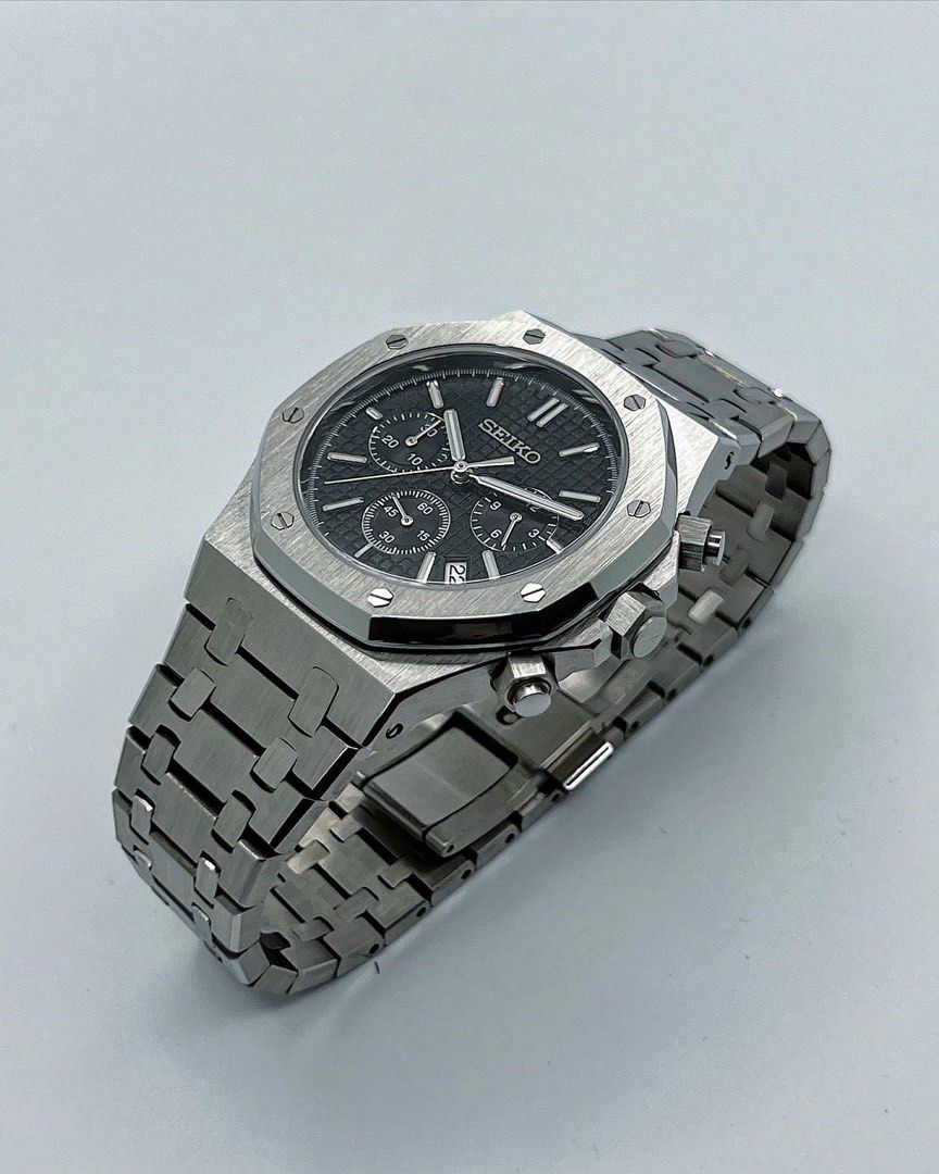 Custom Seiko Mod Black AP quartz chronograph in 42mm, Men's Fashion ...