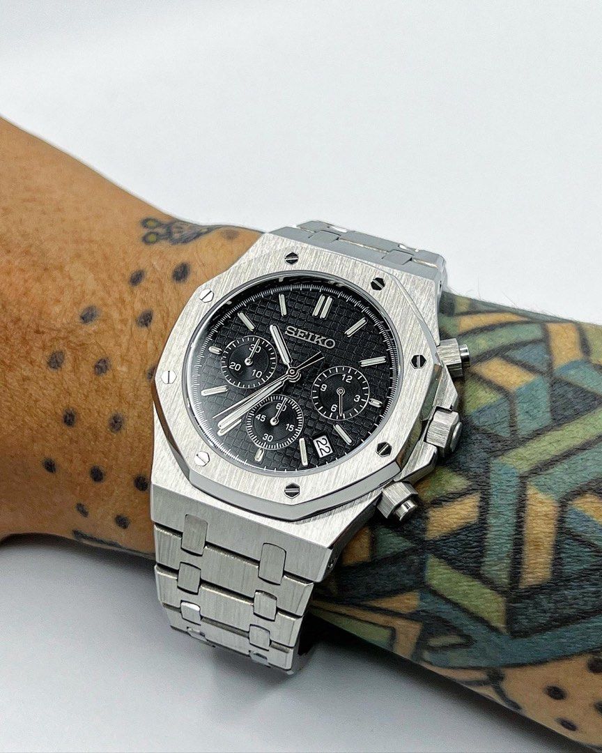 Custom Seiko Mod Black AP quartz chronograph in 42mm, Men's Fashion ...