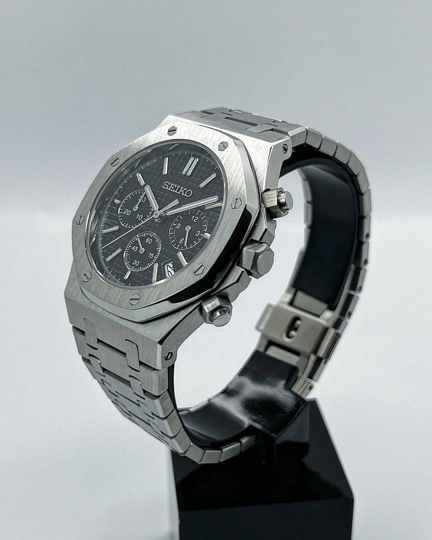 Custom Seiko Mod Black AP quartz chronograph in 42mm, Men's Fashion ...