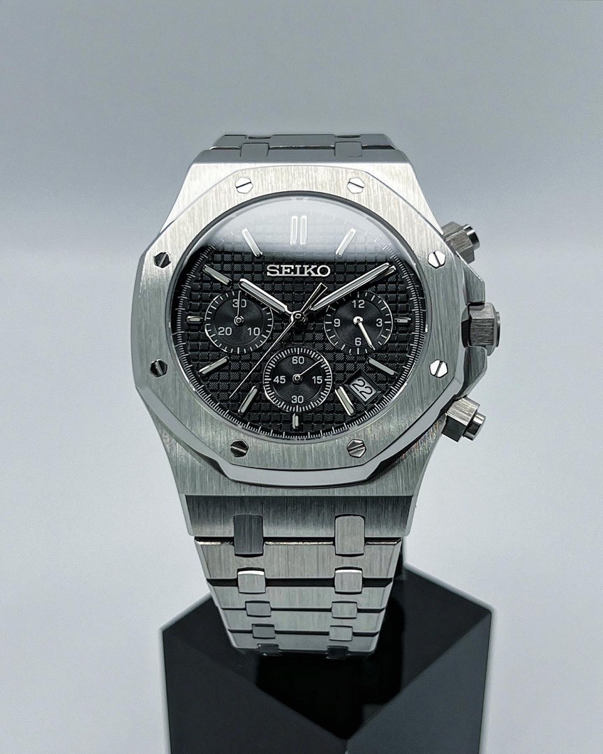 Custom Seiko Mod Black AP quartz chronograph in 42mm, Men's Fashion ...