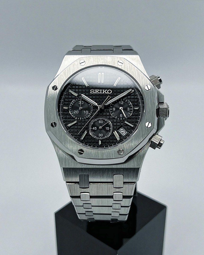Custom Seiko Mod Black AP quartz chronograph in 42mm, Men's Fashion ...