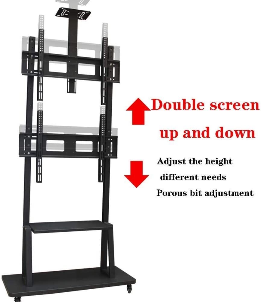 dual monitor TV stand mobile cart wheels 2 layer shelf for laptop AV ...