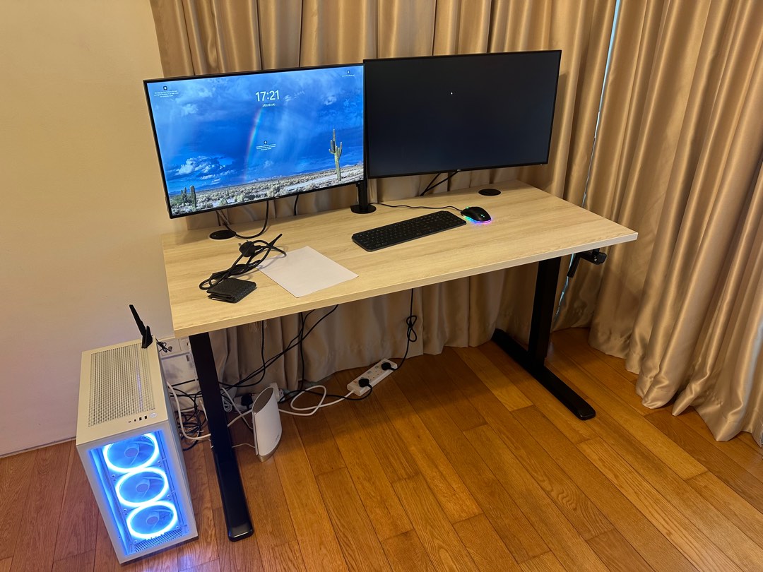 Ergoedge Standing Desk / Work Desk (Now Everdesk) w/ Dual Monitor Arm ...